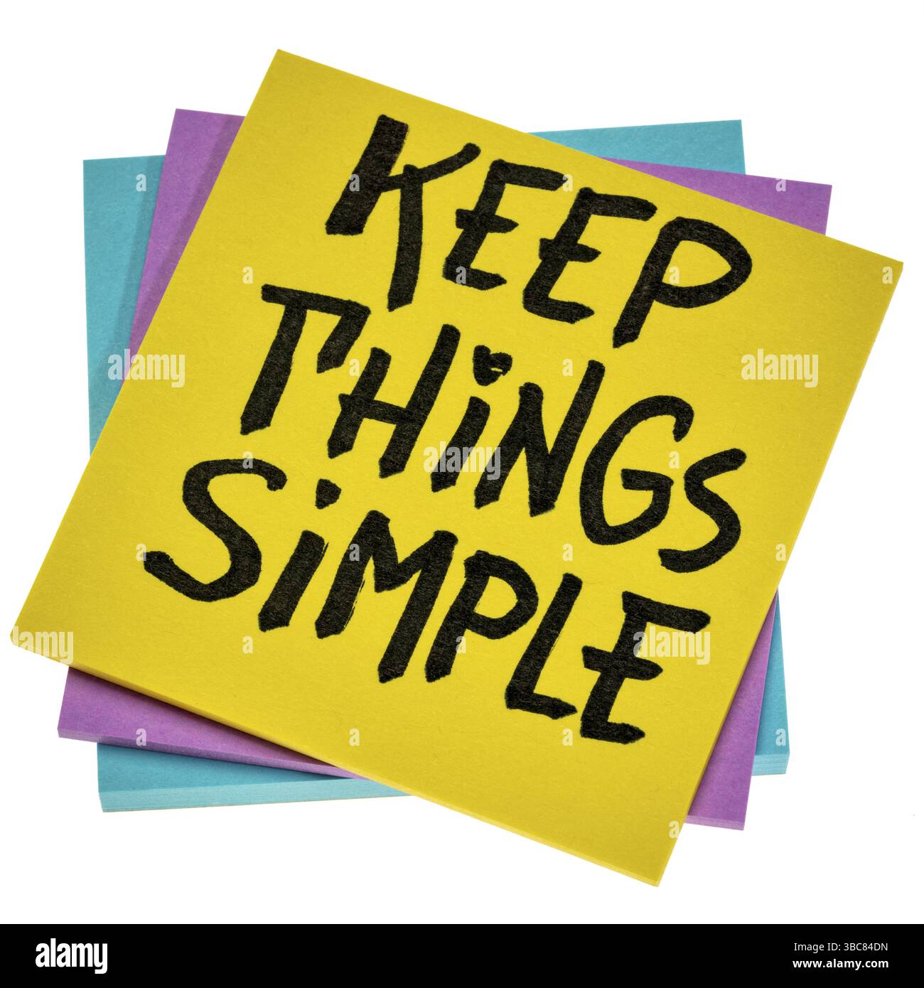 Keep things simple - handwriting on a reminder note, simplicity ...