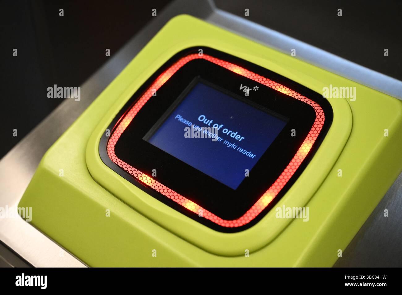 Melbourne, Australia. 19th May, 2025. A myki card reader showing an out ...