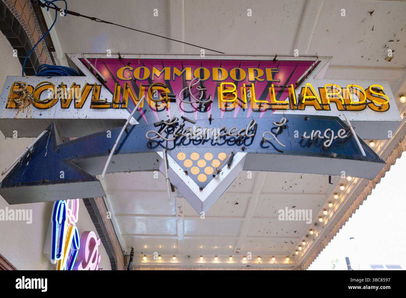 The neon Commodore Bowling & Billiards sign along Granville Street in ...