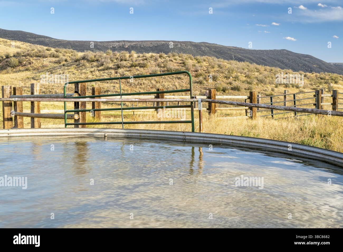 Cattle water tank at Colorado foothills - Red Mountain Open Space Stock ...