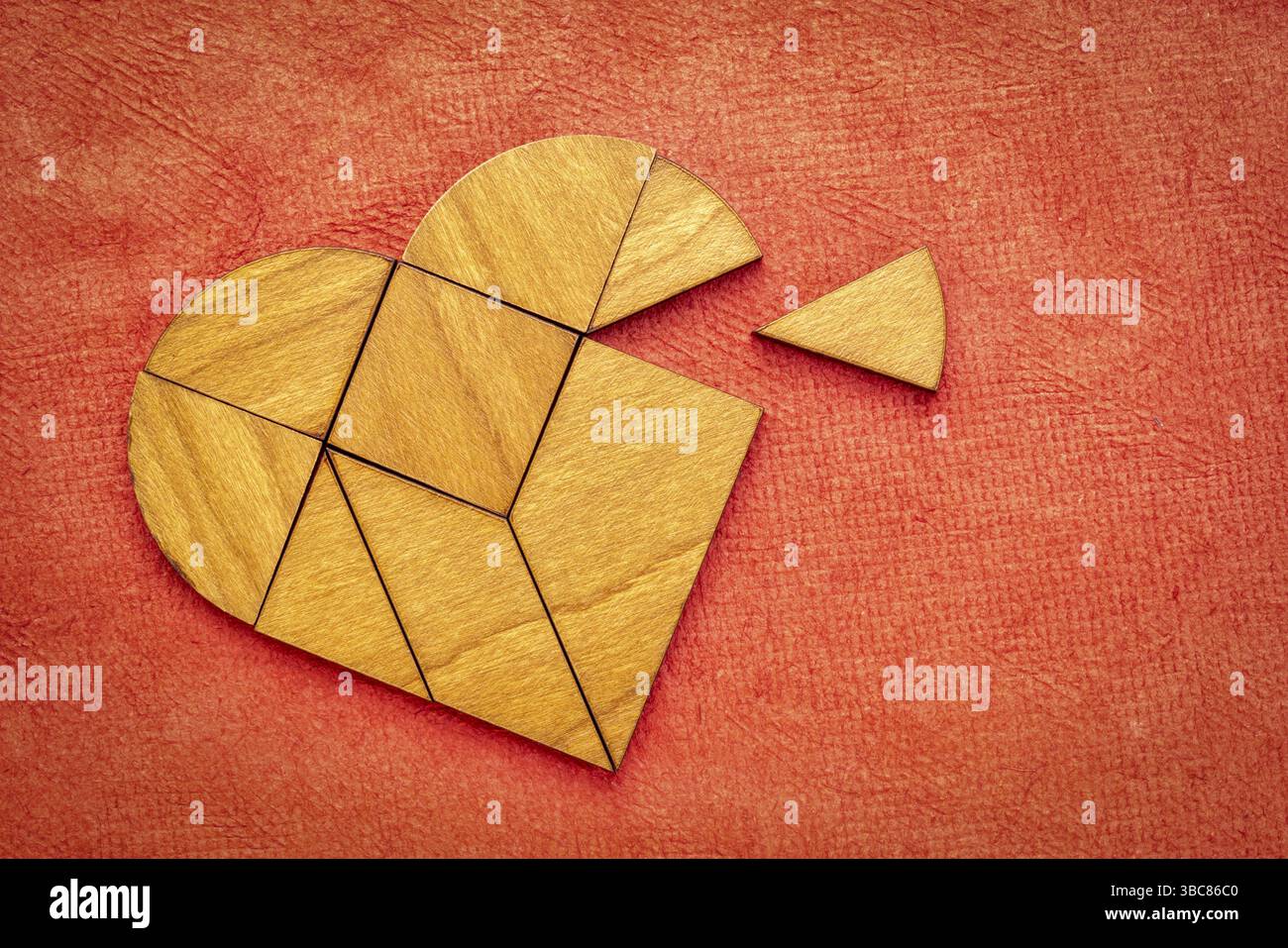 Heart version of tangram, a traditional Chinese Puzzle Game made of ...