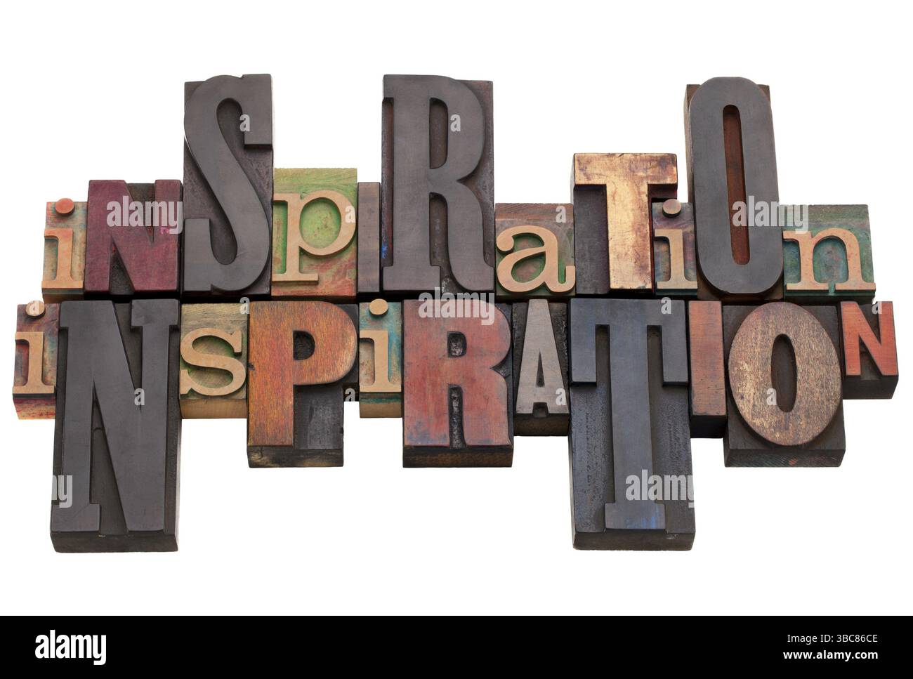 Inspiration word abstract in vintage wood letterpress printing blocks ...