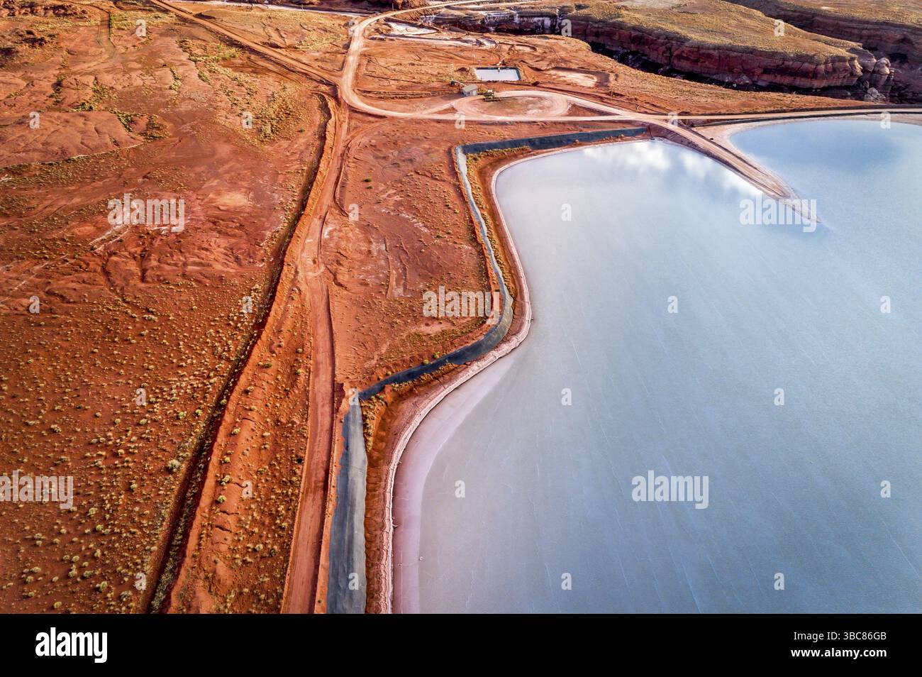 Aerial view of potash evaporation ponds in the Moab area in western ...