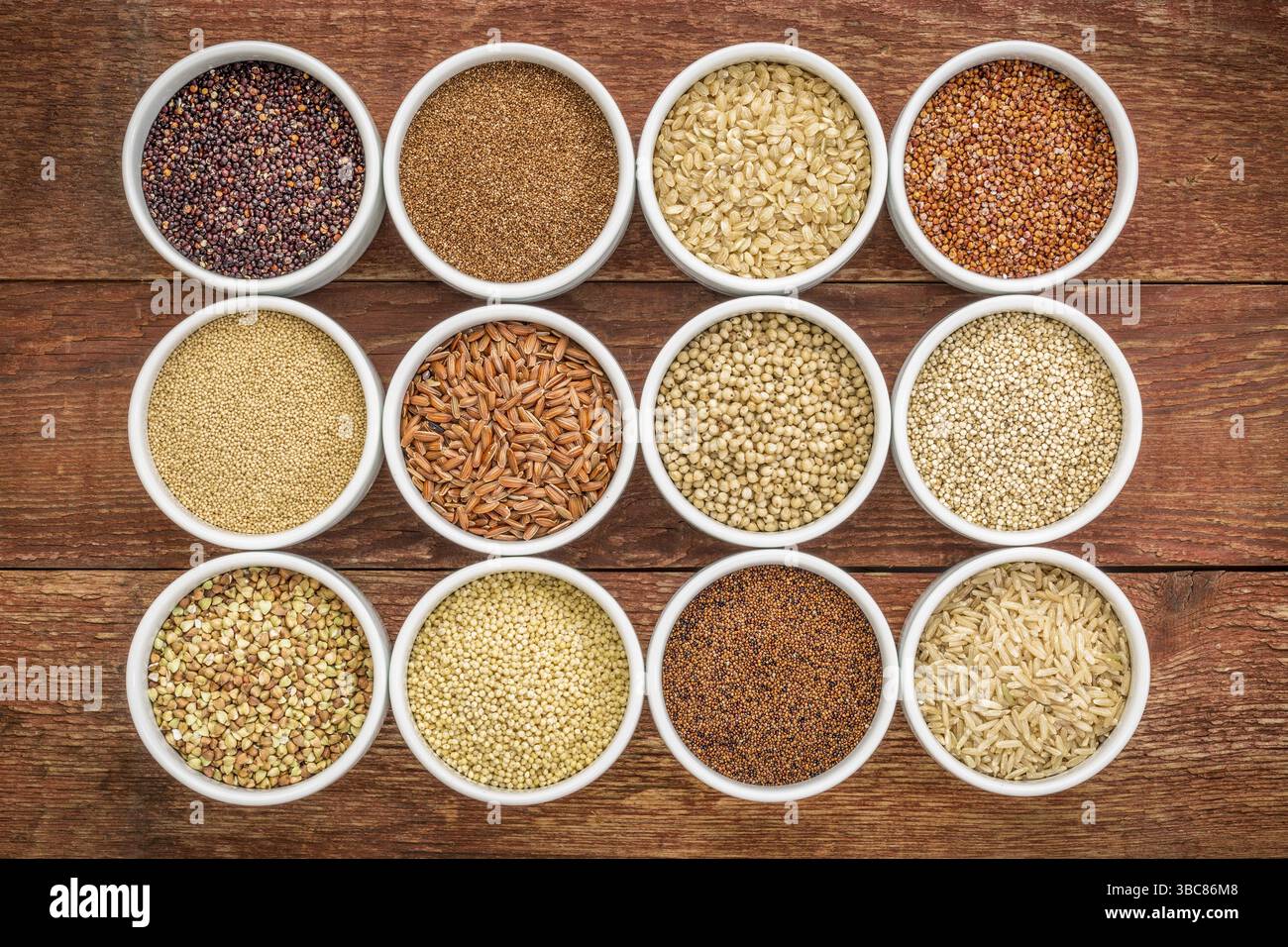 Healthy, gluten free grains collection (quinoa, brown rice, millet ...