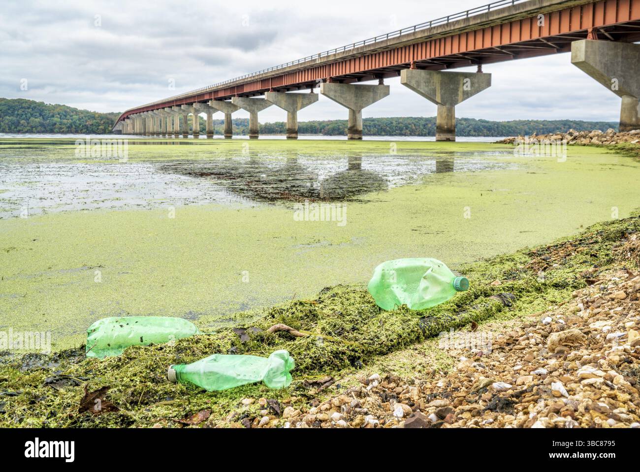 Plastic bottle trash on river shore - Tennessee River with John Coffee ...