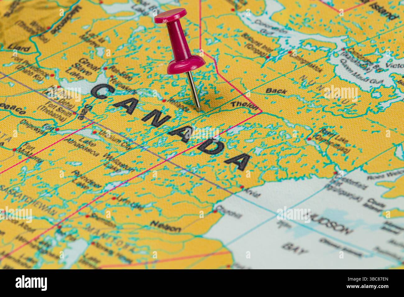 A detailed map of Canada highlighting various geographical features ...
