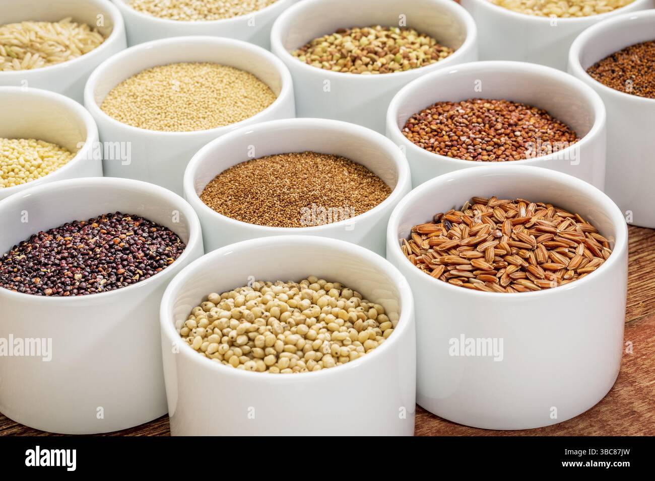 Healthy, gluten free grains collection (quinoa, brown rice, millet ...