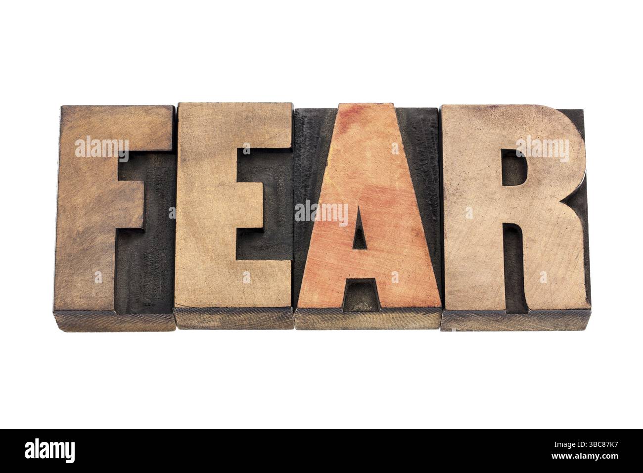 Fear word isolated text in vintage letterpress wood type Stock Photo ...