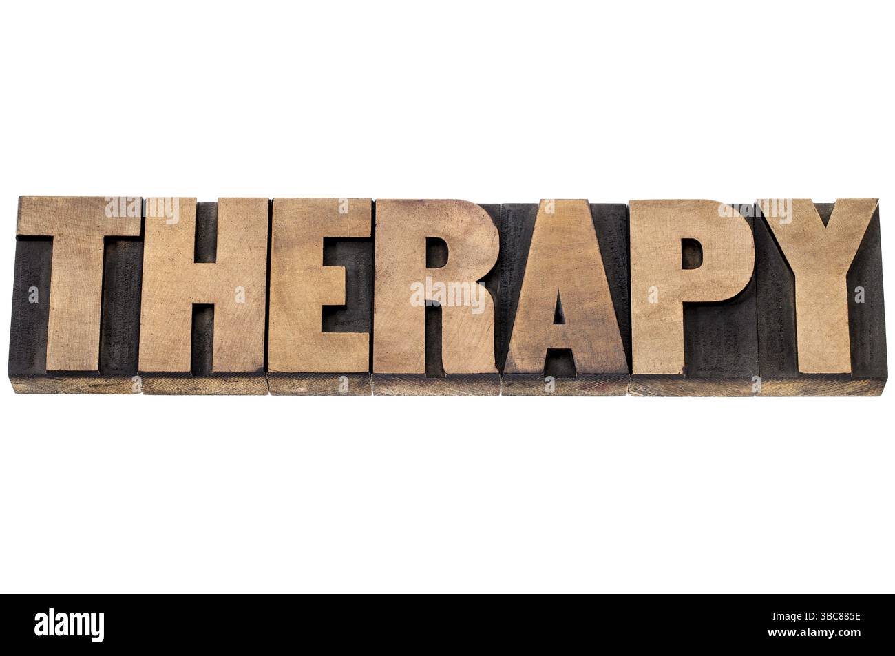 Therapy word - healthcare concept - isolated text in letterpress wood ...