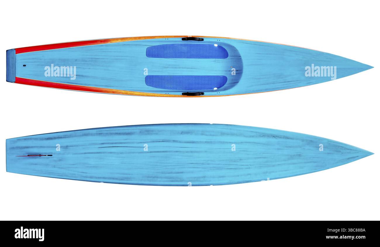 Top and bottom of a racing stand up paddleboard in brushed carbon ...