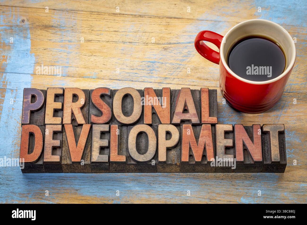 Personal development - word abstract in vintage letterpress wood type ...