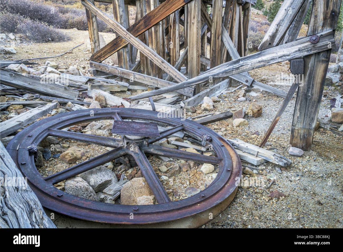 Ruins of gold mine near Mosquito Pass in Rocky Mountains, Colorado ...