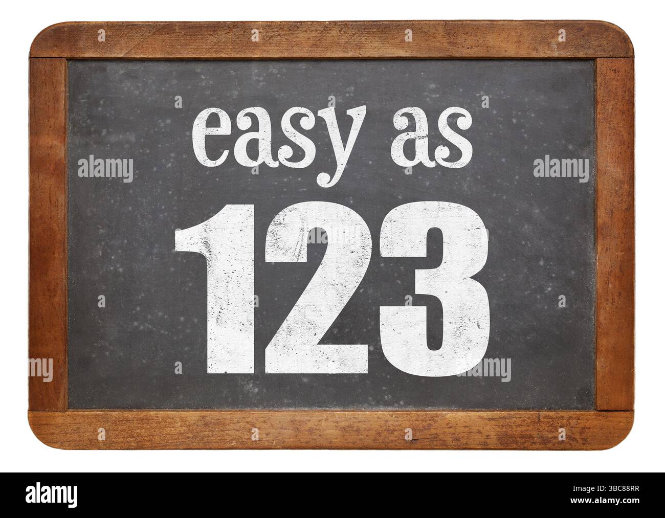 Easy as 123 sign - white chalk text on a vintage slate blackboard Stock Photo - Alamy