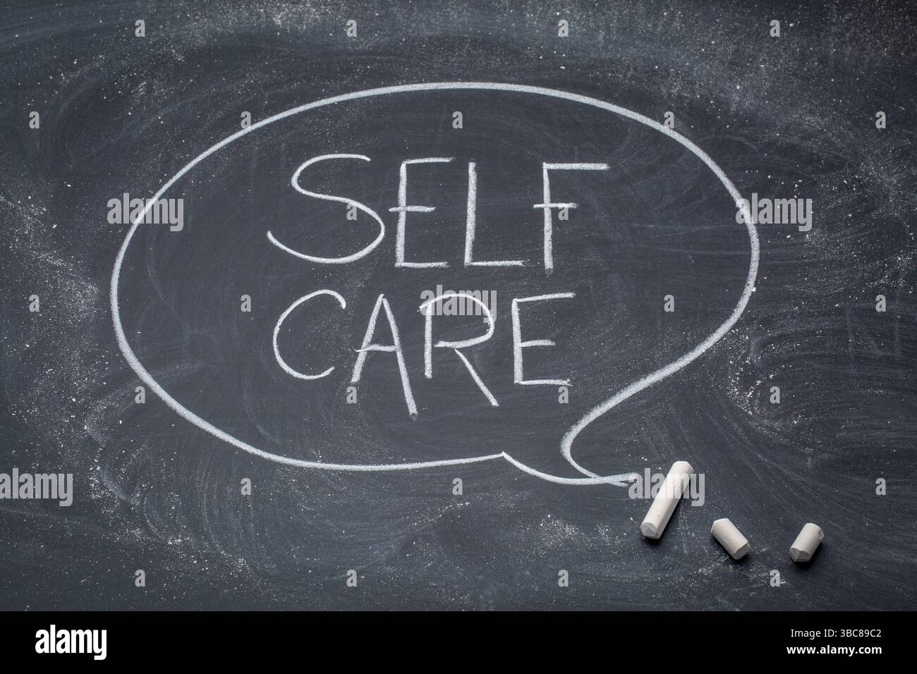 Self care - white chalk handwriting on a blackboard Stock Photo - Alamy