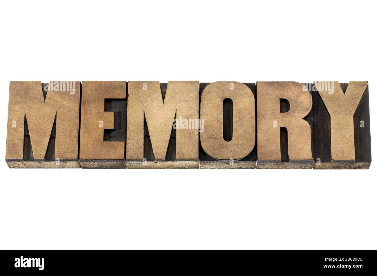 Memory word - isolated text in letterpress wood type printing blocks ...