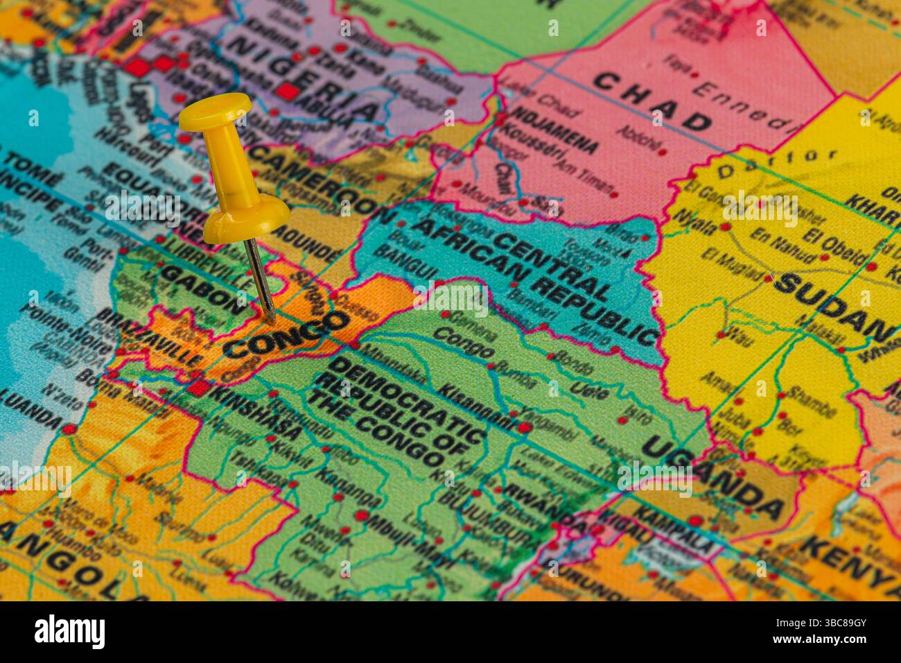 A detailed map displaying the Central African region with a focus on ...