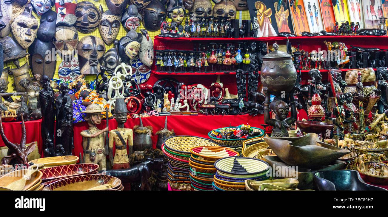 Vibrant African Crafts and Souvenirs Display Stock Photo - Alamy