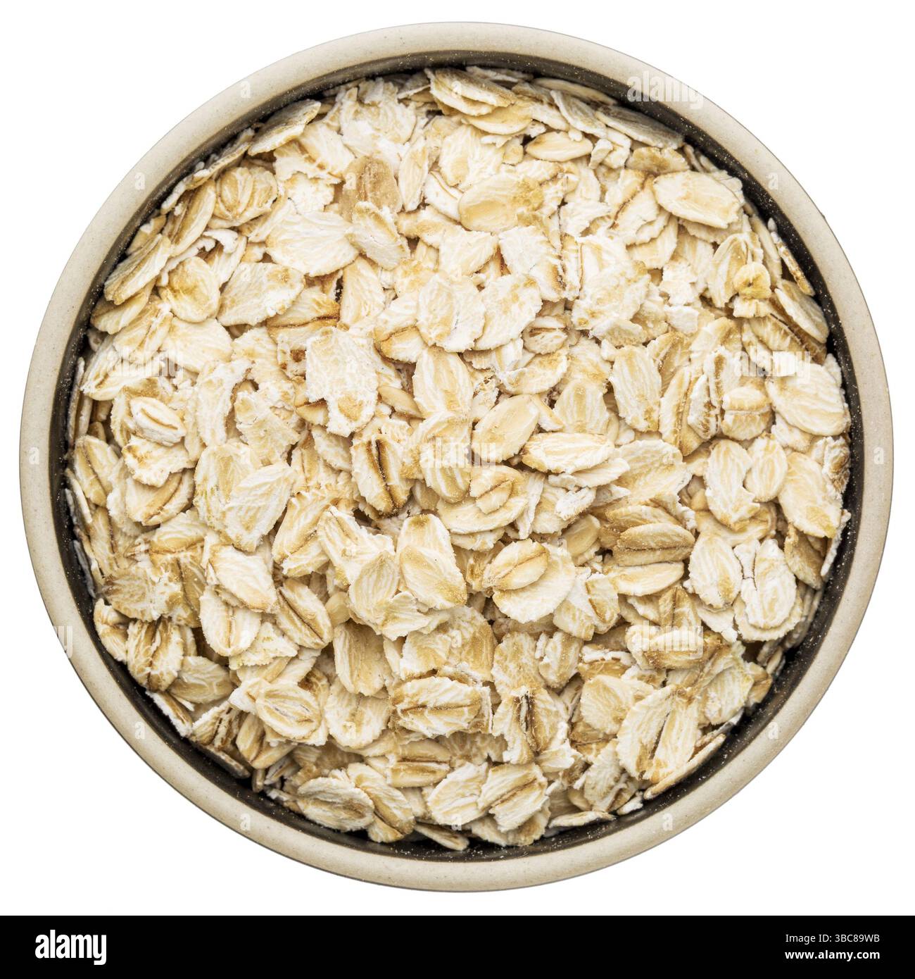 Gluten free, organic rolled oats in a round bowl isolated on white Stock Photo - Alamy