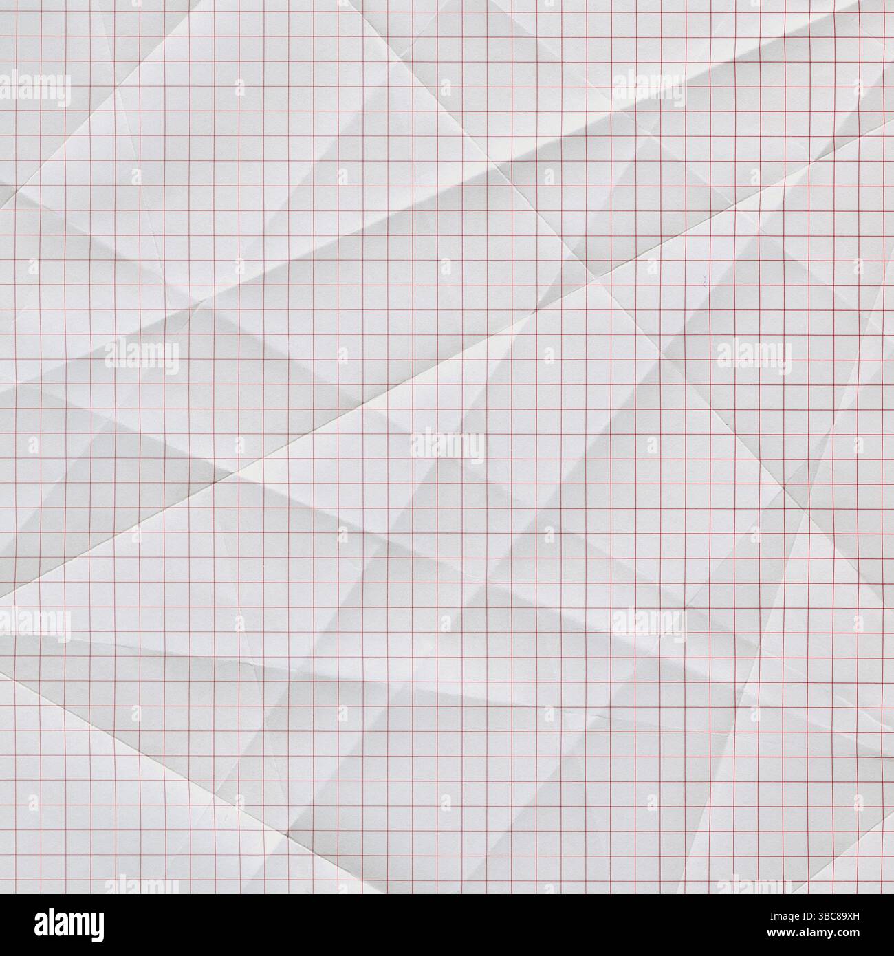 Folded and creased white graph paper with red grid Stock Photo - Alamy