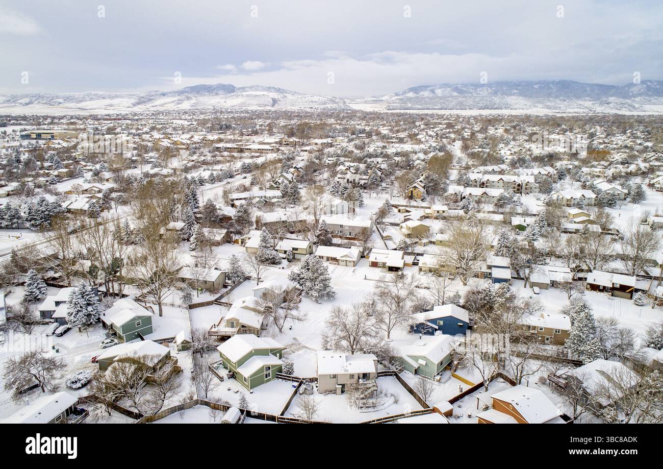 Aerial view of typical residential neighborhood along Front Range of ...