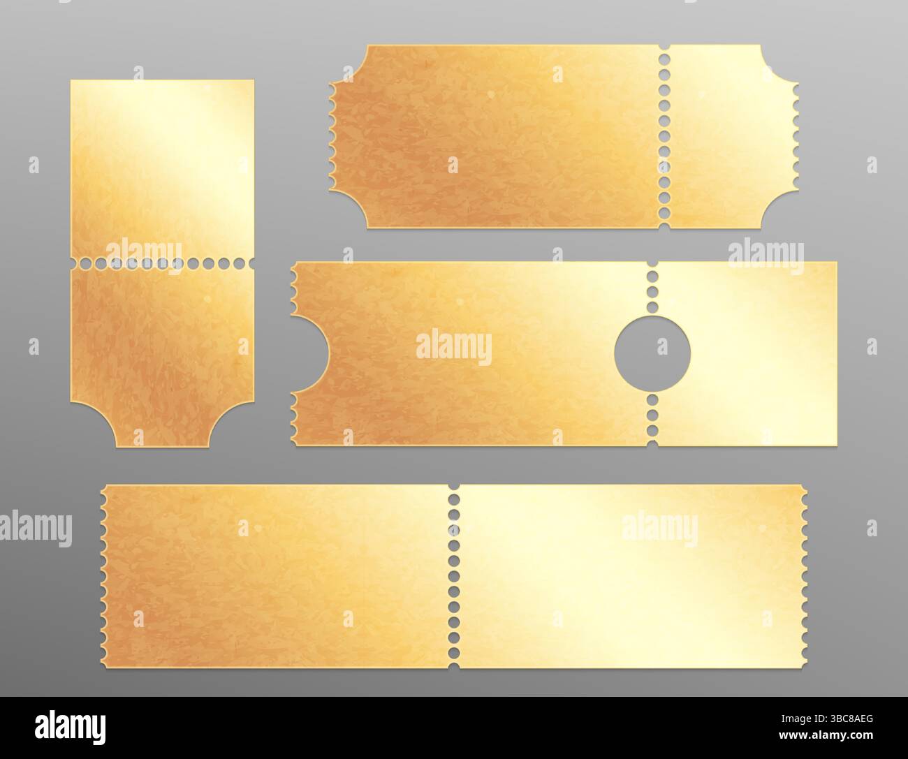 Luxury golden tickets collection - shiny metallic gold blank templates ...
