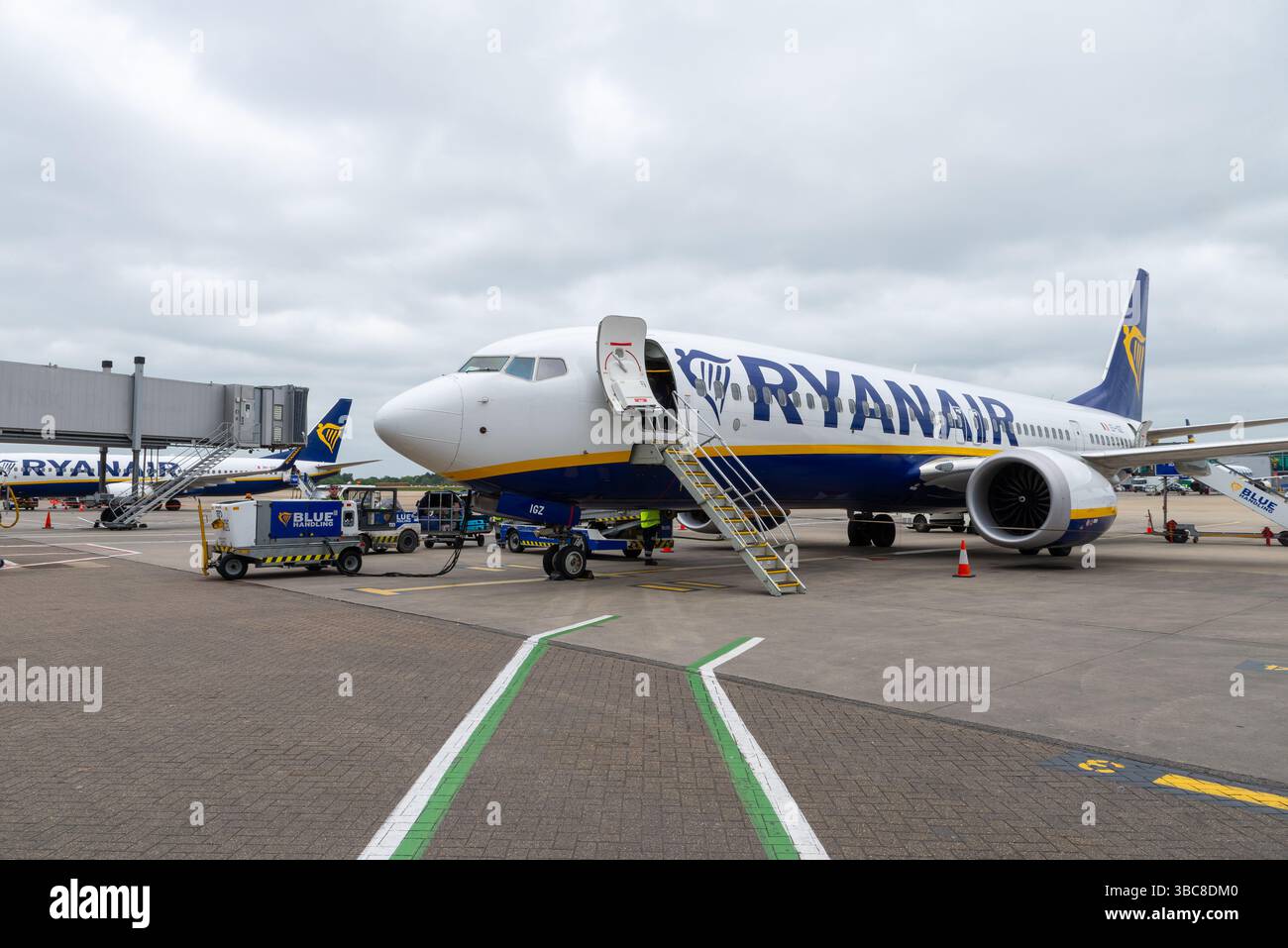 Ryanair Boeing 737 MAX 8-200 EI-IGZ jet plane on the ground at London Stansted Airport, Essex ...