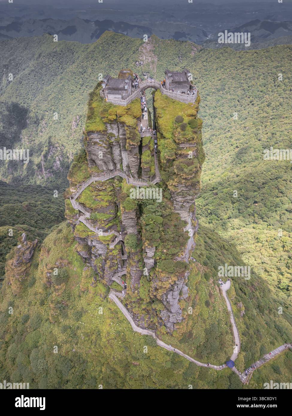 Panoramic view of Fanjingshan mountain with view of the Fanjing mount ...