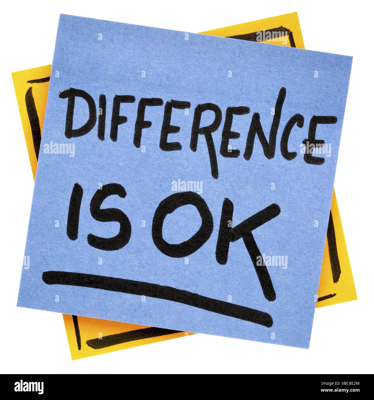Difference is OK reminder - handwriting in black ink on an isolated sticky note Stock Photo - Alamy