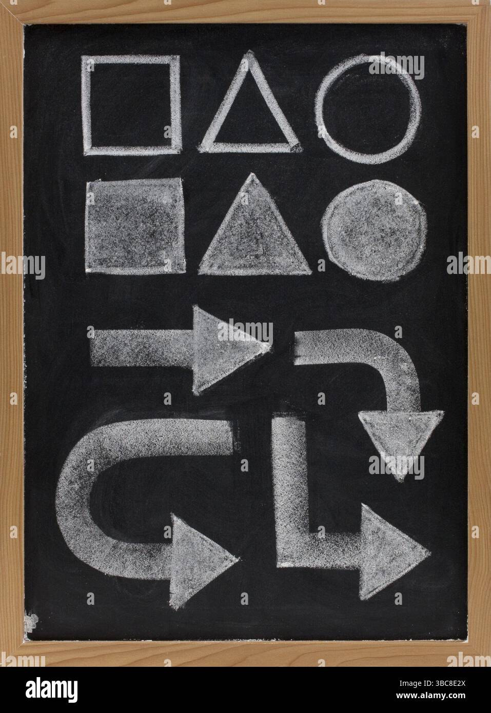 Basic geometrical shapes (square, triangle, circle) and block arrows ...