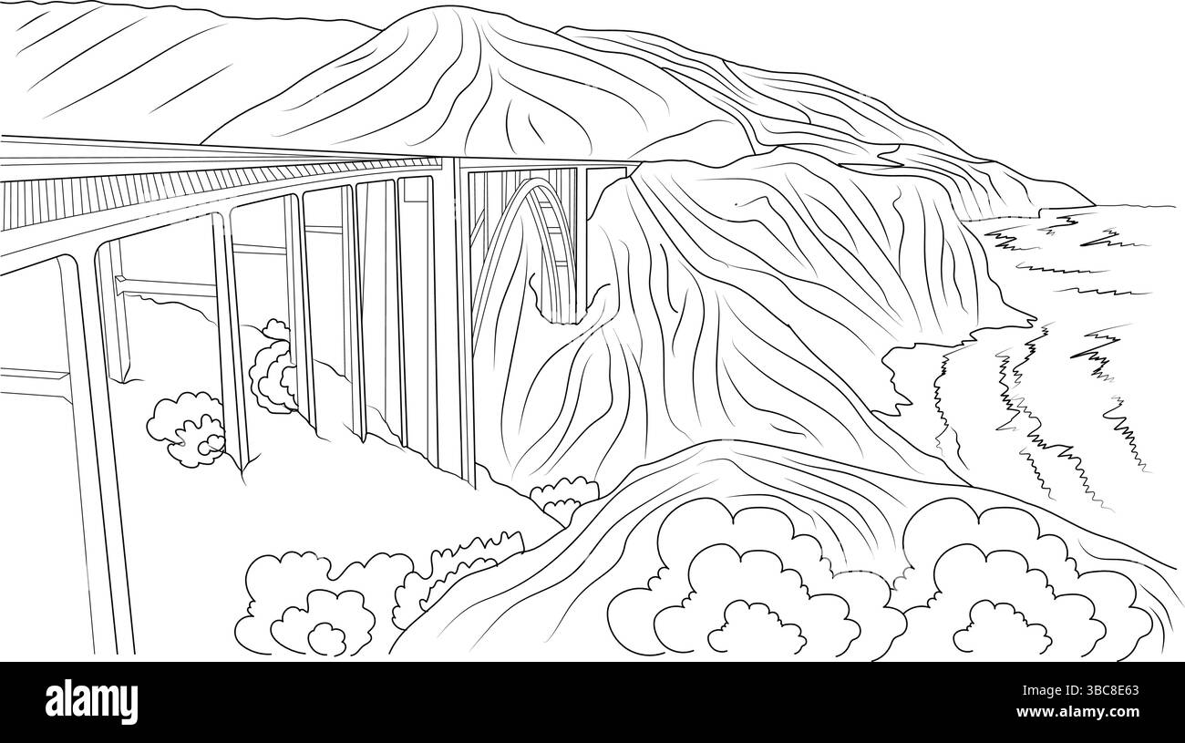 Bixby bridge coastal landscape Black and White Stock Photos & Images ...