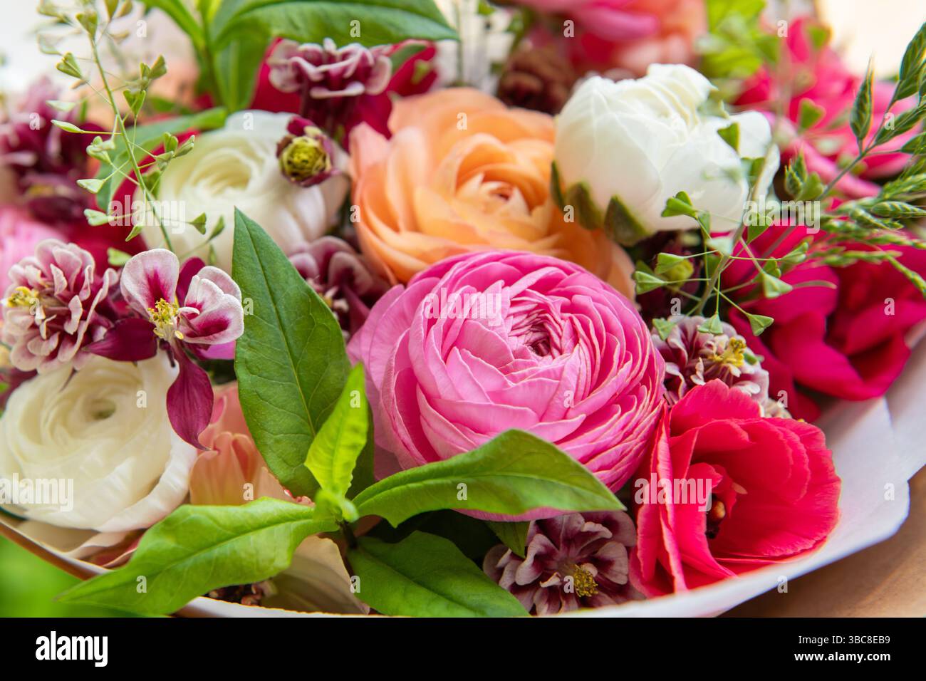 Spring mixed bouquet. Beautiful pastel colored fresh flowers ...