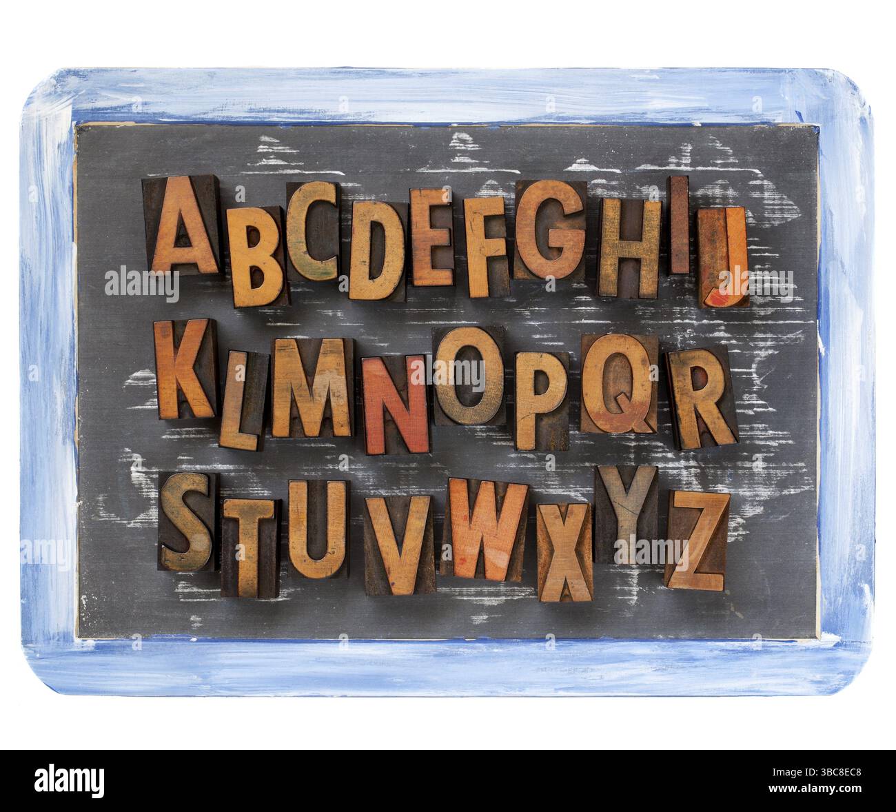 English alphabet - vintage wood letterpress printing blocks on a small ...