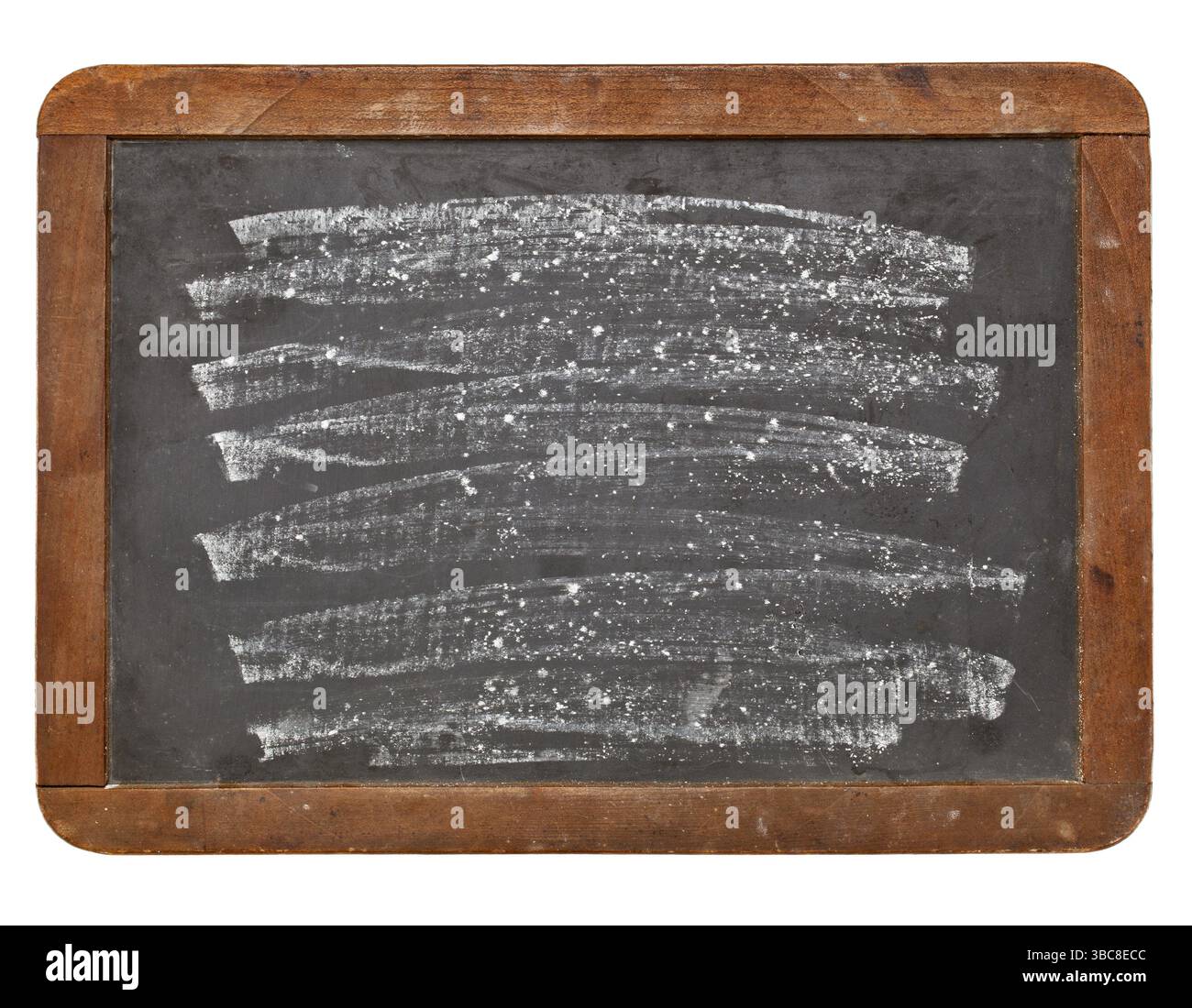 White chalk texture on an old grunge slate blackboard, isolated on ...