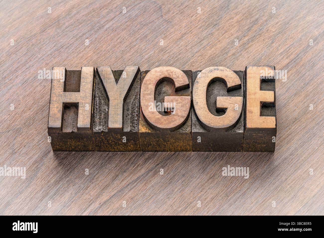 Hygge word abstract in vintage letterpress wood type blocks, Danish ...