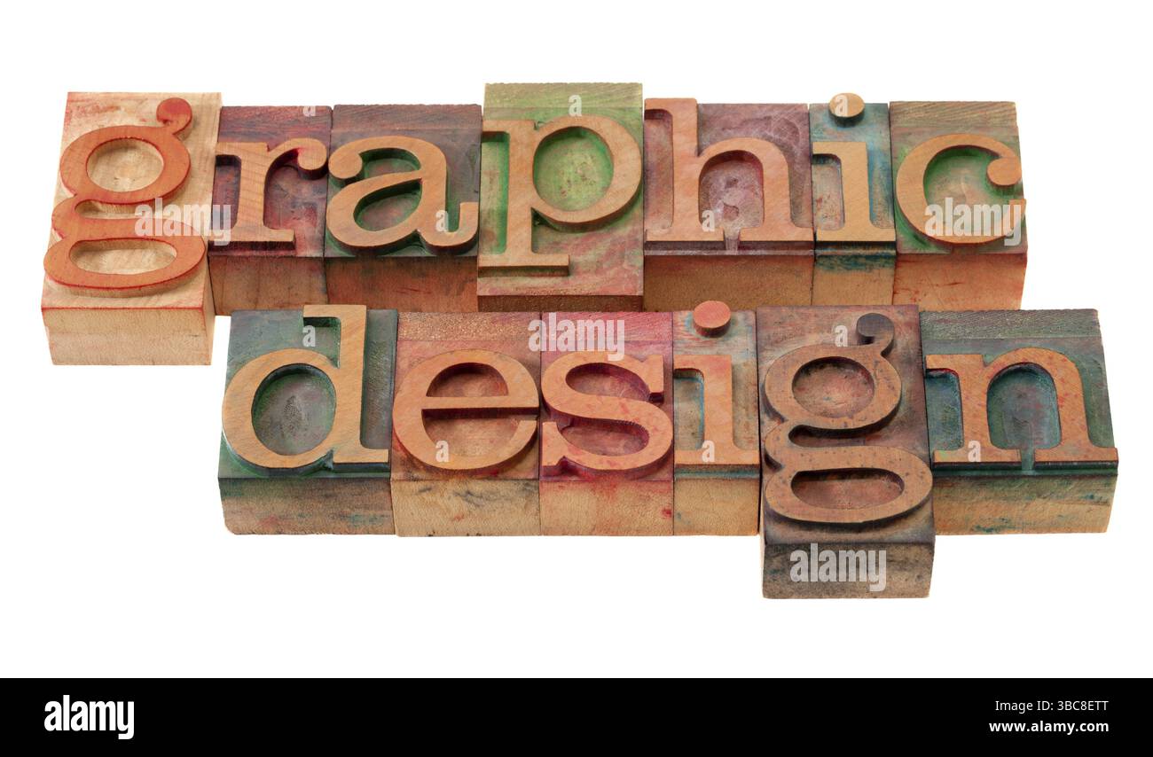 Graphic design word abstract in vintage wooden letterpress printing ...