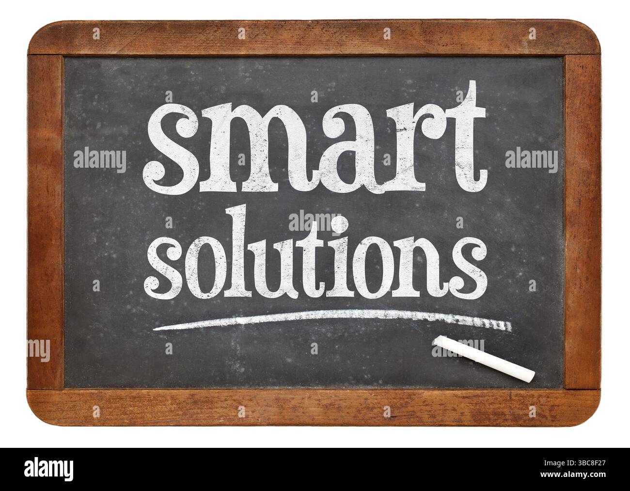 Smart solutions sign - white chalk text on a vintage slate blackboard ...