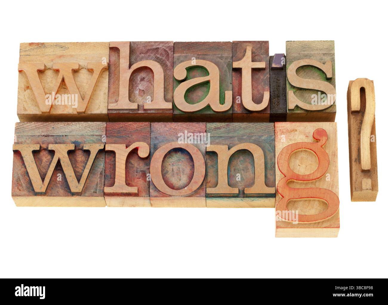 What is wrong - isolated question in vintage wood letterpress type ...