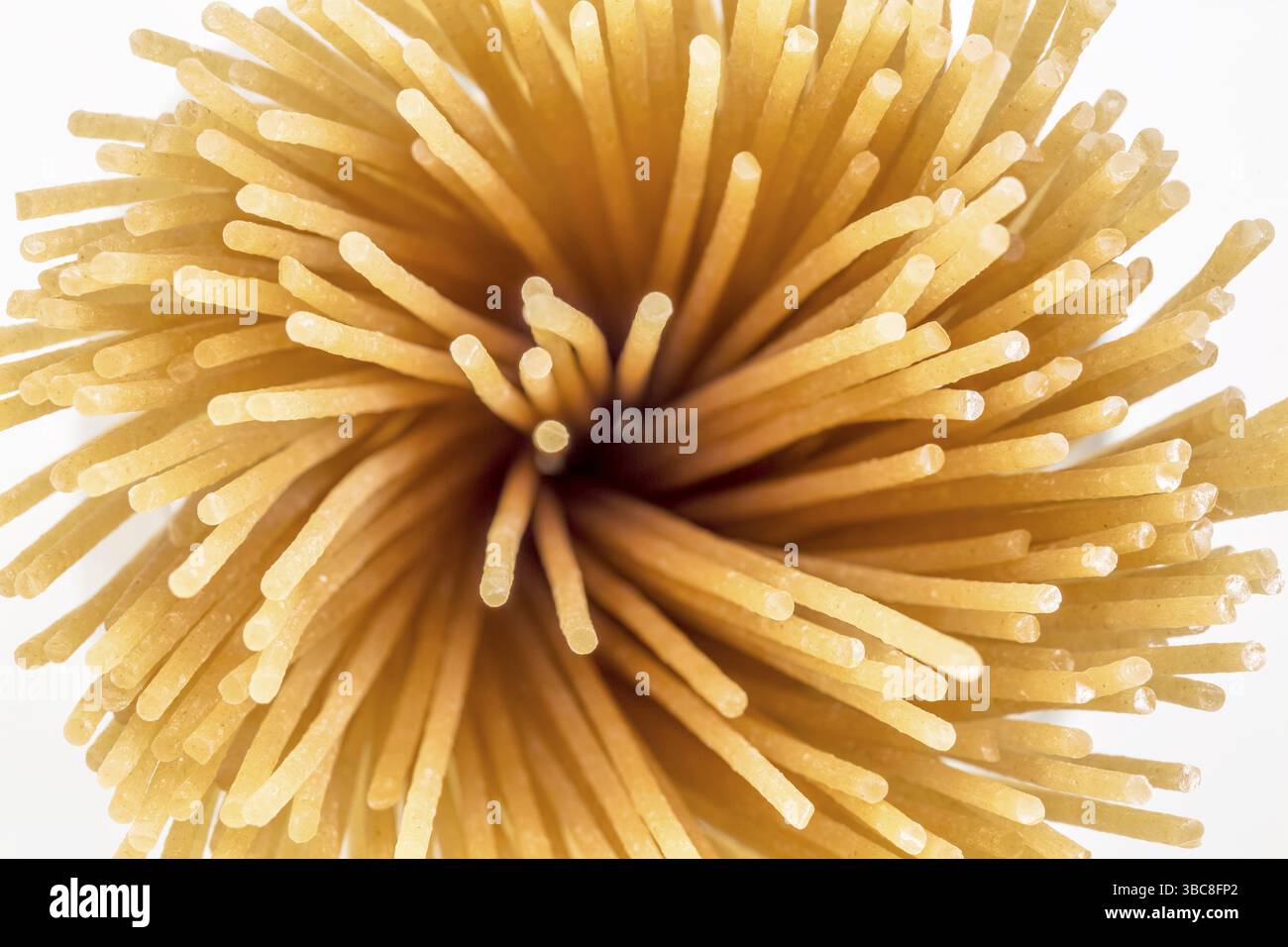 Gluten free, brown rice pasta, spaghetti style - top view at a bunch of ...