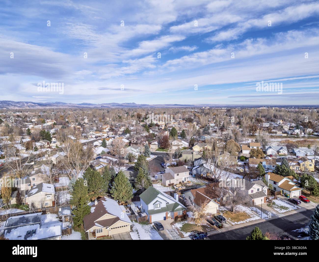 Cityscape of a typical residential area along Colorado Front Range ...