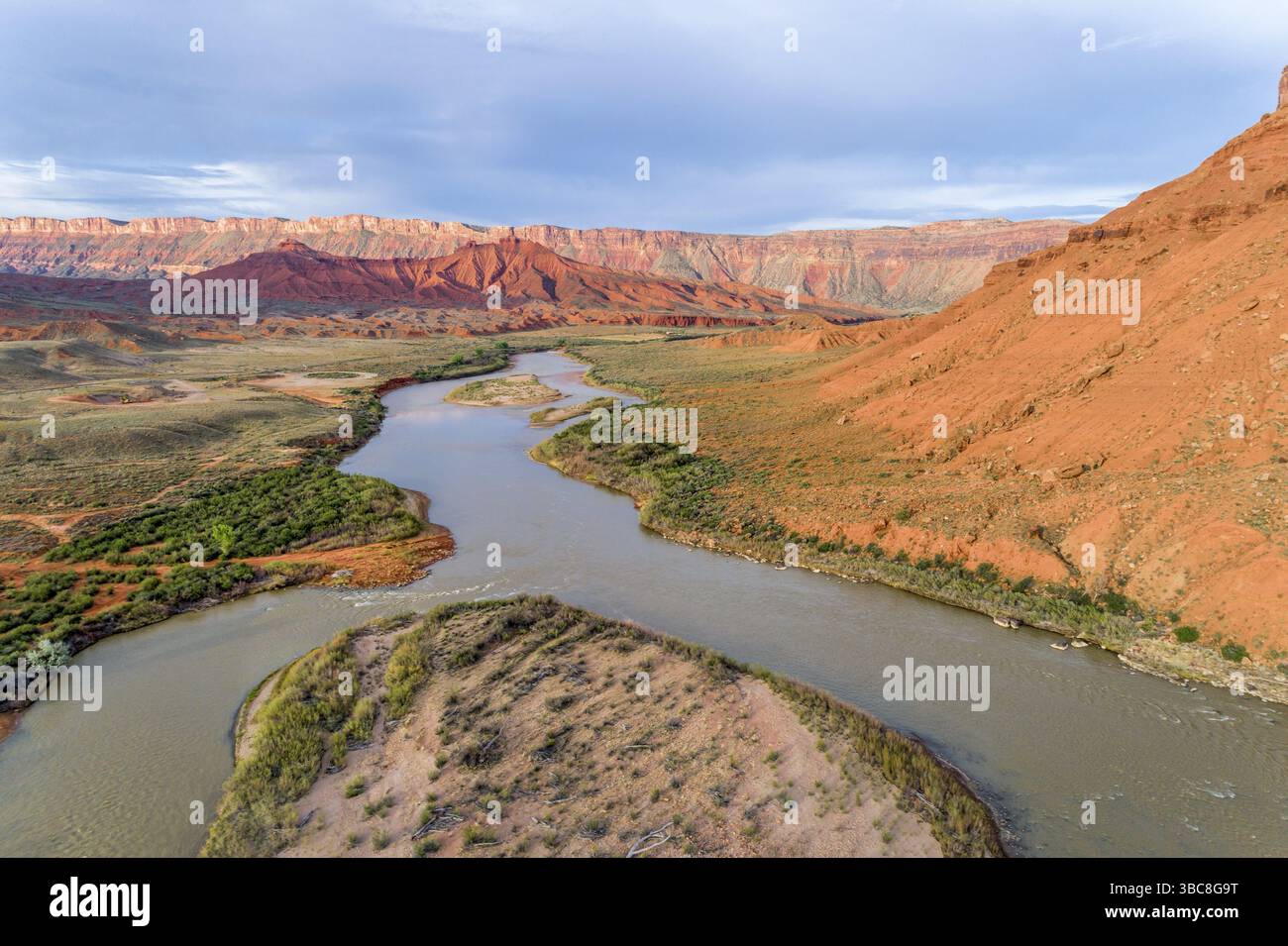 Aerial view of Colorado River at Rocky Rapid above Moab, Utah Stock ...