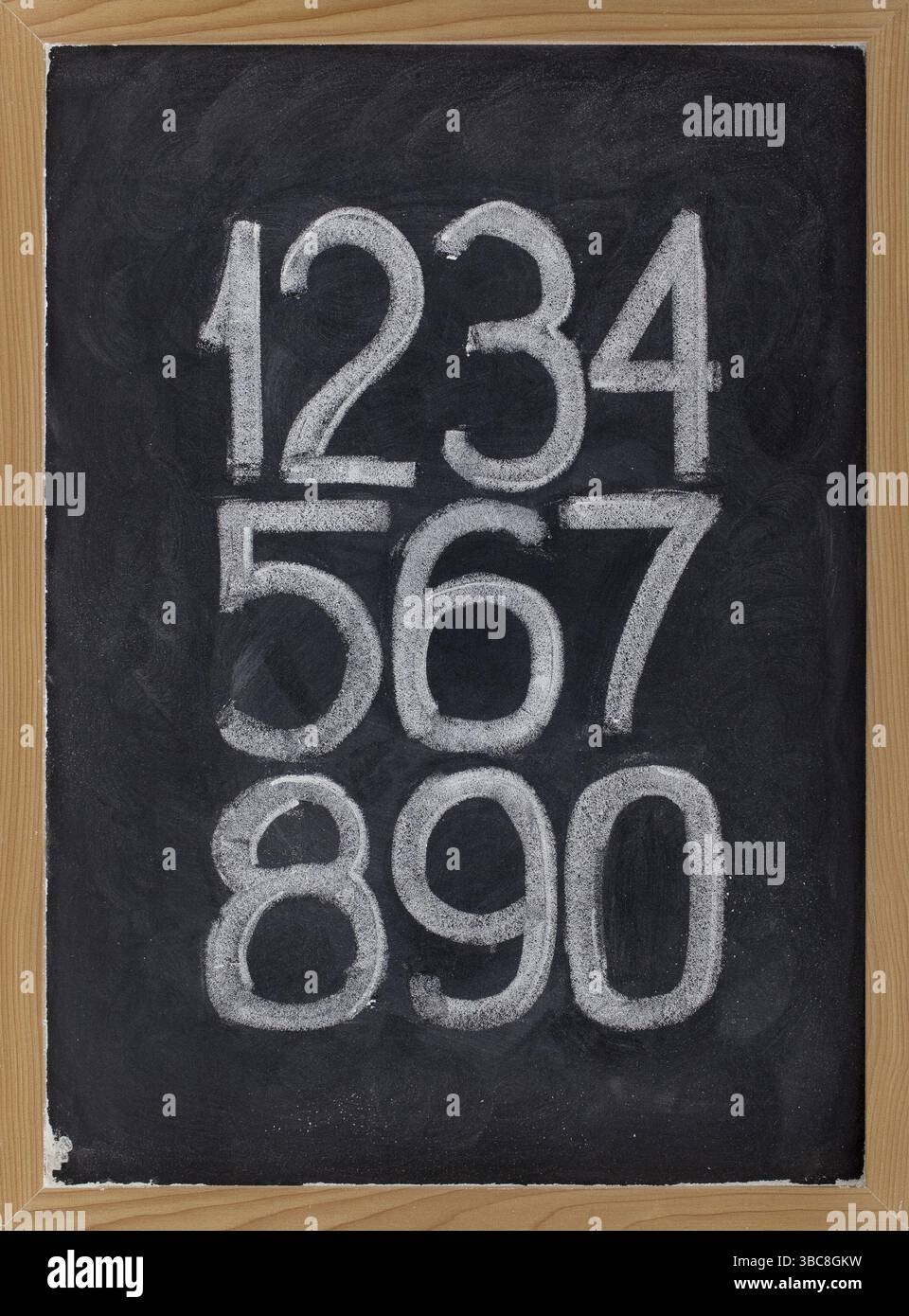 Ten arabic numerals handwritten with white chalk on a blackboard Stock ...