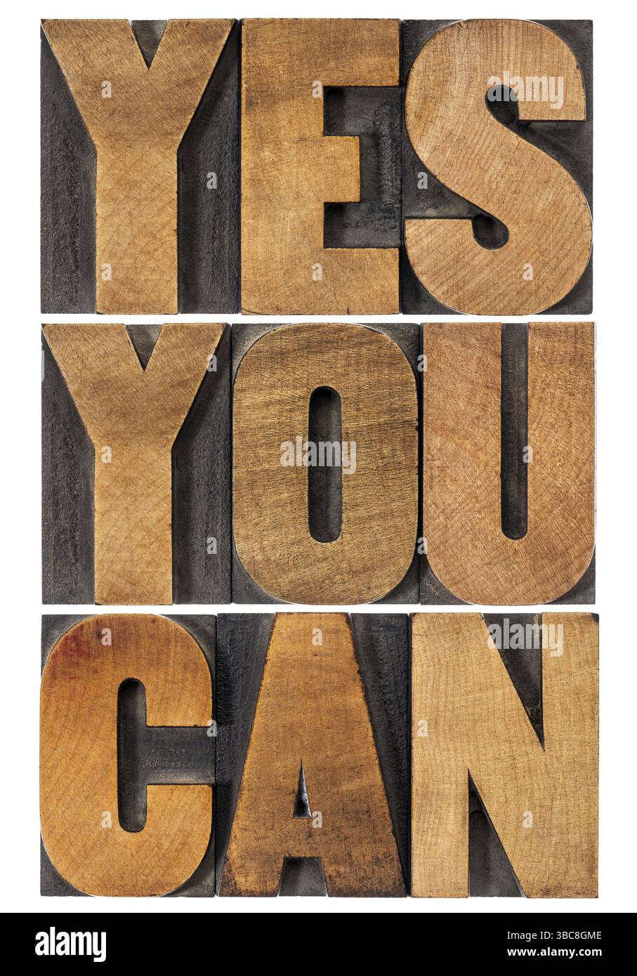 Yes you can - motivational slogan - isolated text in vintage ...