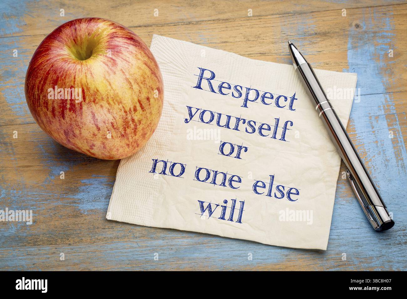 Respect yourself or no one else will - handwriting on a napkin with a ...