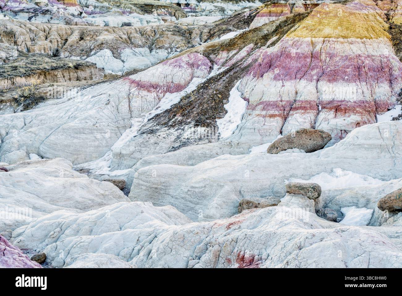 Clay and sandstone erosion geological formations in Paint Mine ...