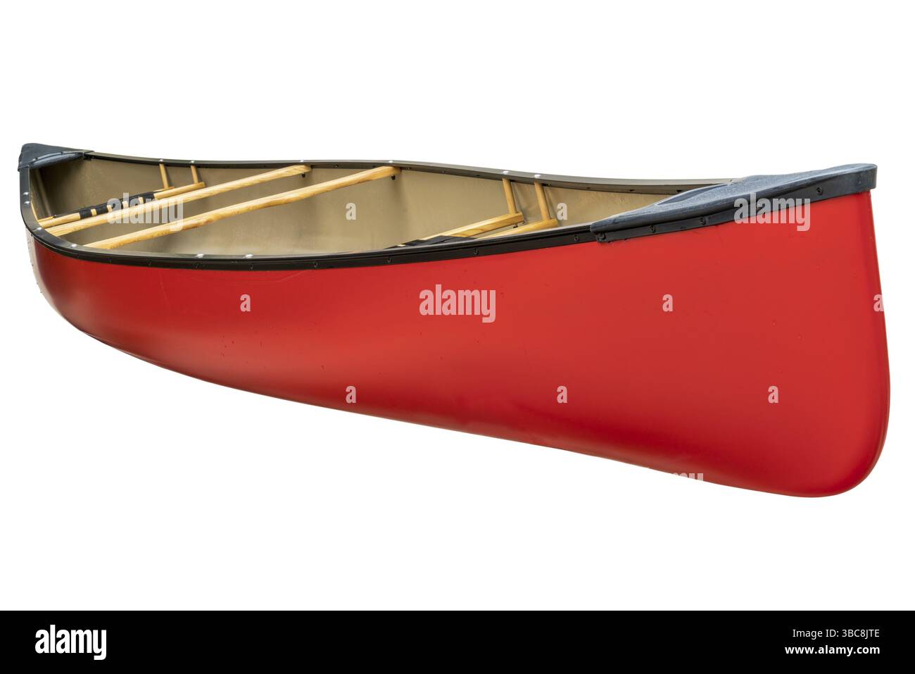 Red tandem canoe with wood seats isolated on white with a clipping path ...