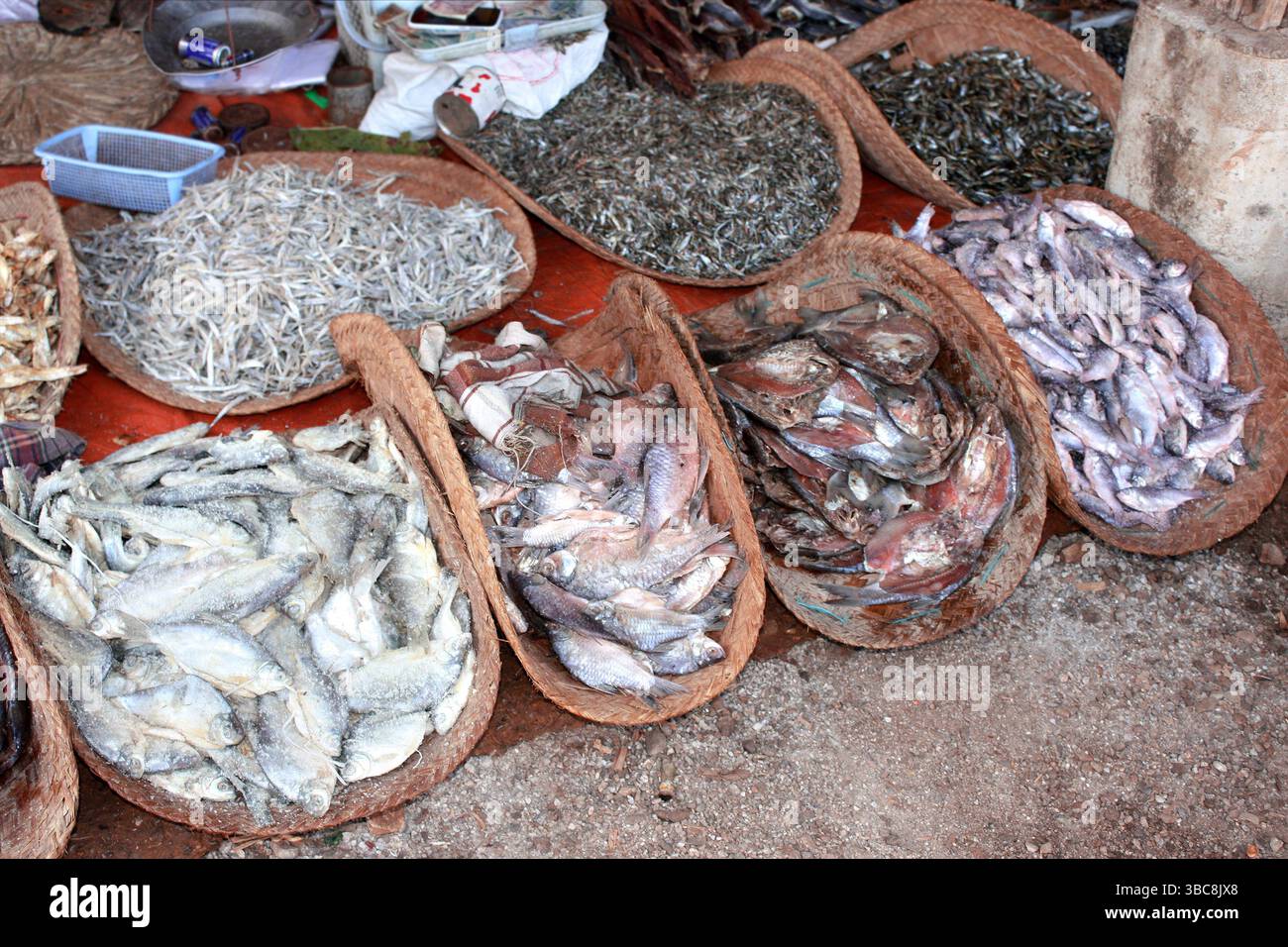Traditional asian street food - salted fish , Myanmar (Burma ...