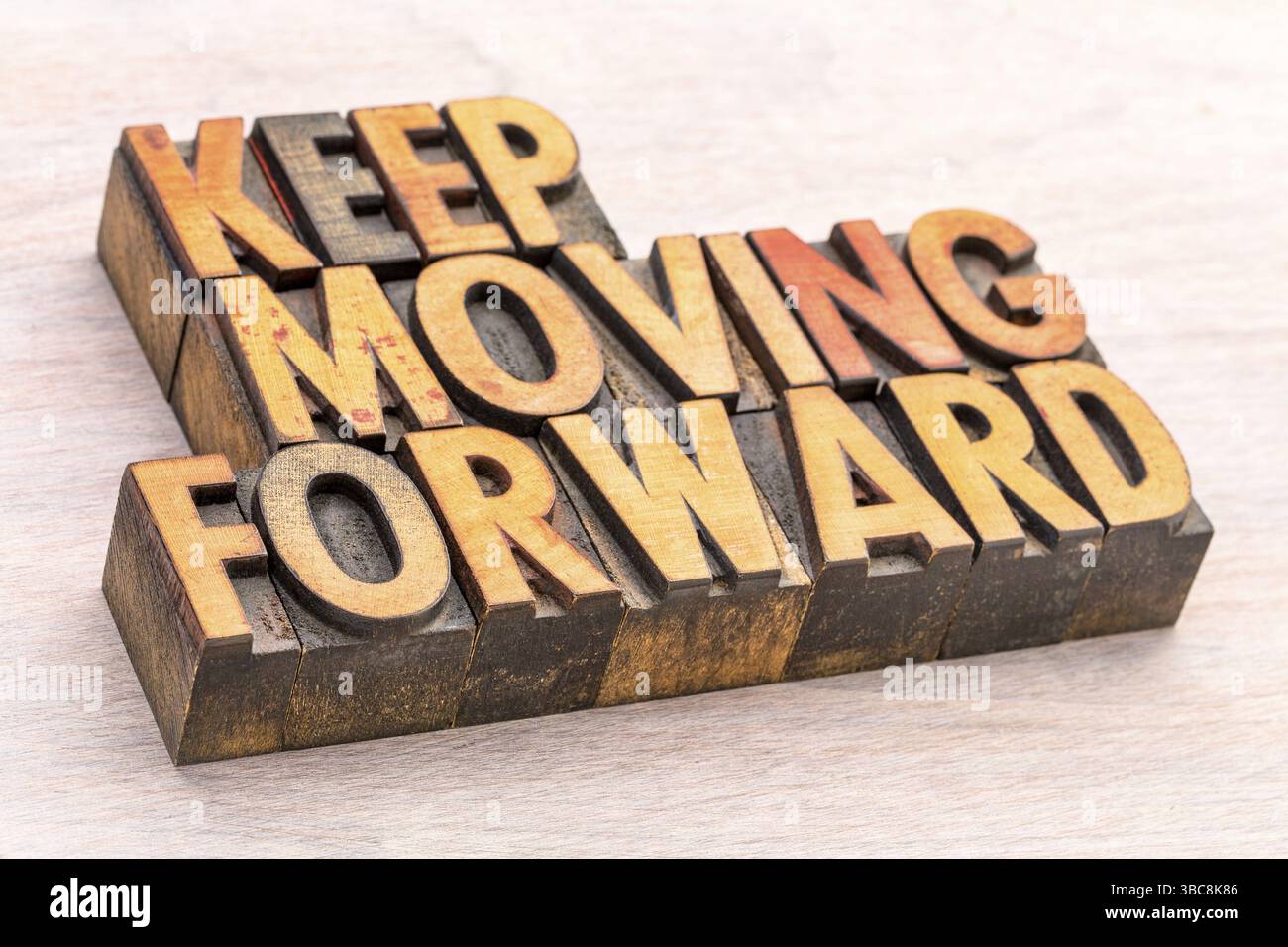 Keep moving forward word abstract typography in vintage lettepress wood ...