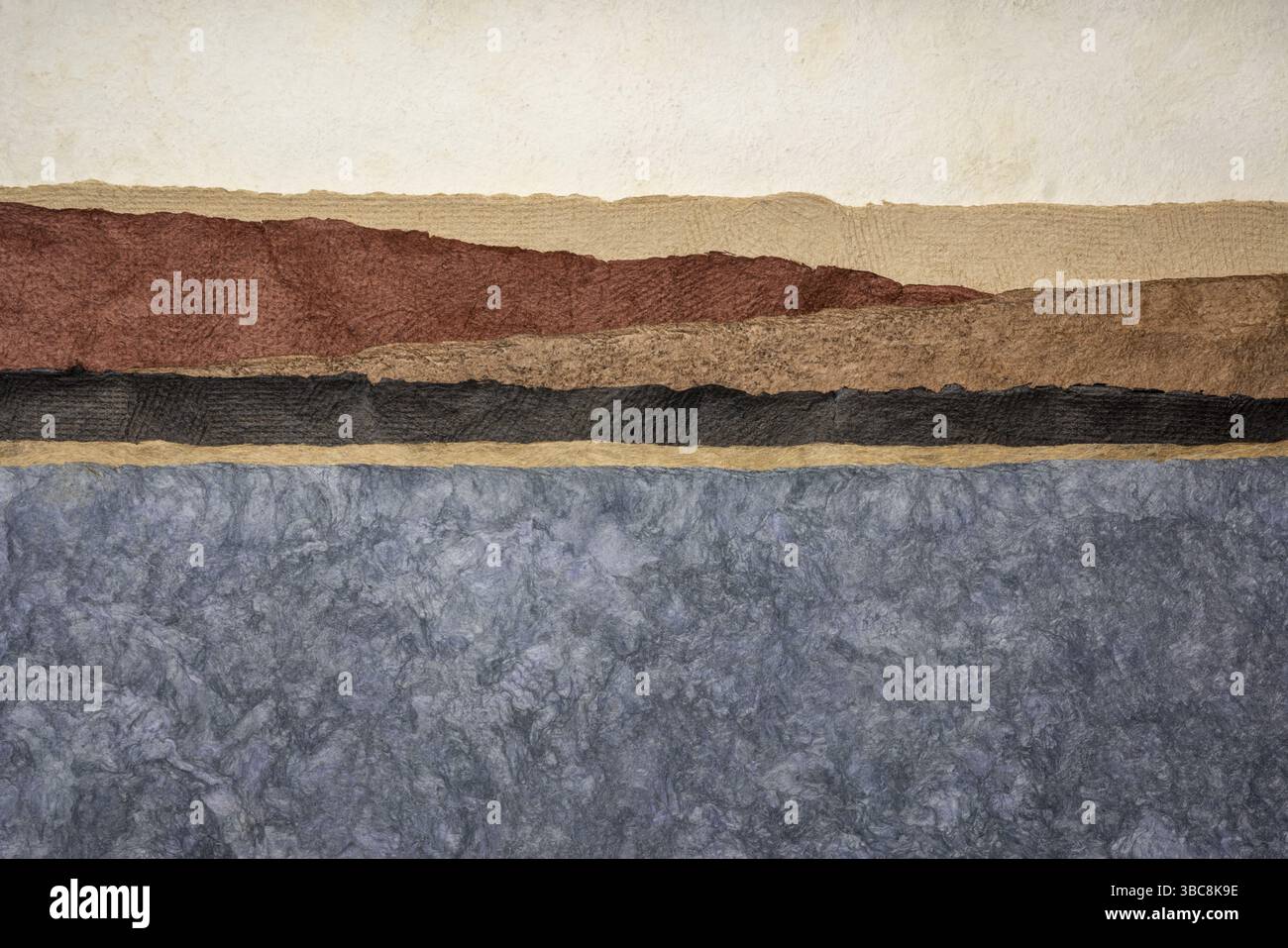 Abstract landscape in earth tones created with amate bark papers ...
