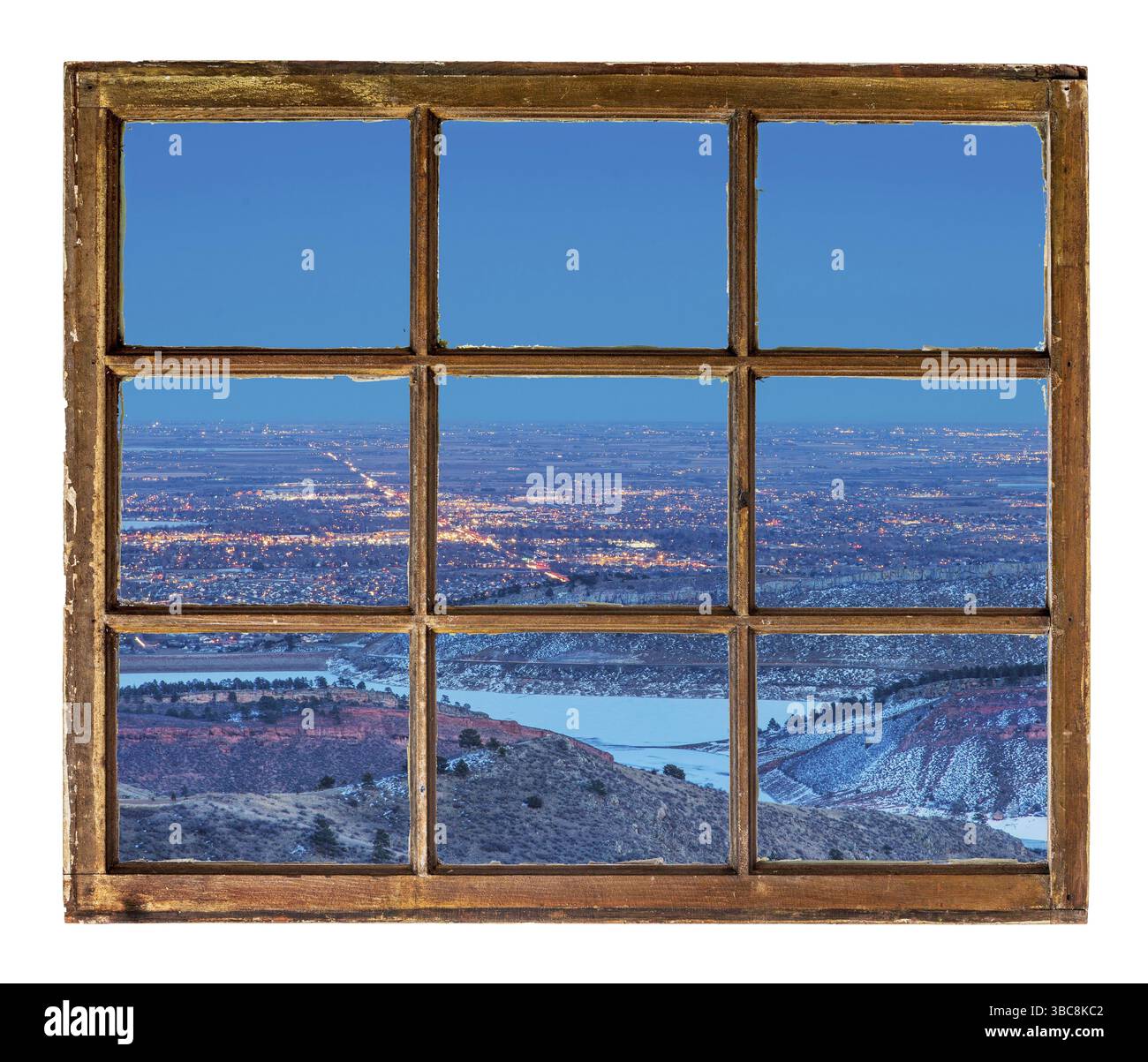 Fort Collins, Colorado, cityscape at night - abstract view from a sash ...