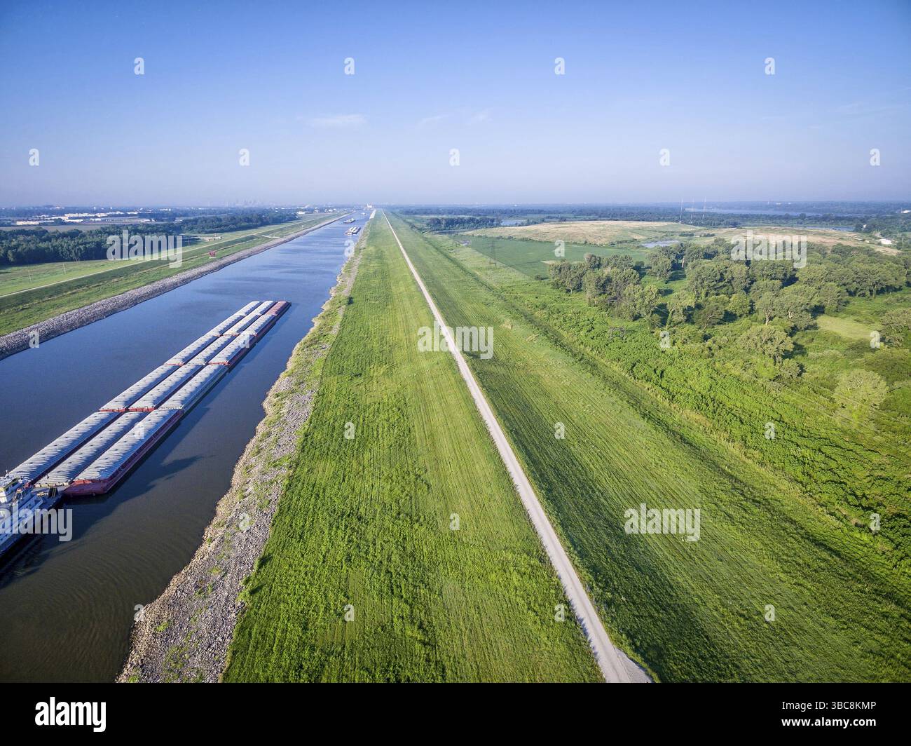 Barges on Chain of Rocks Canal of the Mississippi River above St Louis ...
